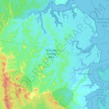 Tin Can Bay topographic map, elevation, terrain