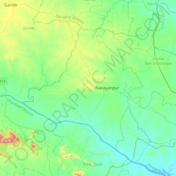 Narayanpur topographic map, elevation, terrain