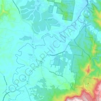 Tamborine topographic map, elevation, terrain