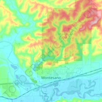 Montesano topographic map, elevation, terrain