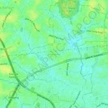 Kemuning topographic map, elevation, terrain