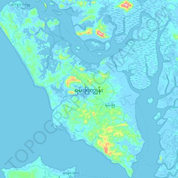 Ramree Island topographic map, elevation, terrain
