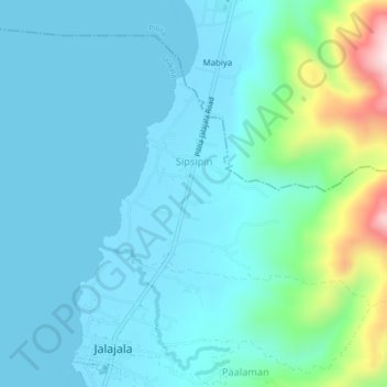 Sipsipin topographic map, elevation, terrain