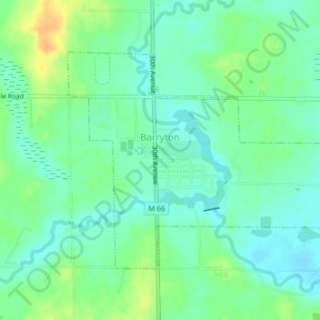 Barryton topographic map, elevation, terrain