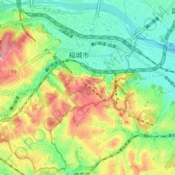 Inagi topographic map, elevation, terrain