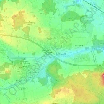 Seukendorf topographic map, elevation, terrain