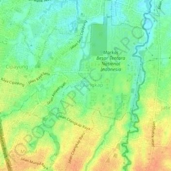 Cilangkap topographic map, elevation, terrain