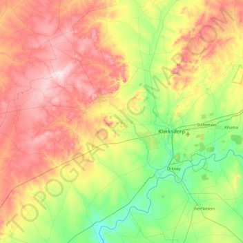Matlosana Local Municipality topographic map, elevation, terrain