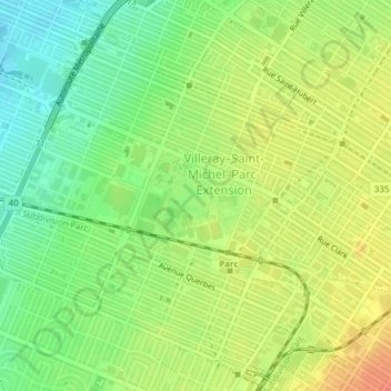 Parc Jarry topographic map, elevation, terrain
