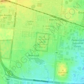 Mount Derrimut Nature Conservation Reserve topographic map, elevation ...
