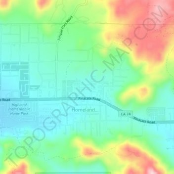 Homeland topographic map, elevation, terrain