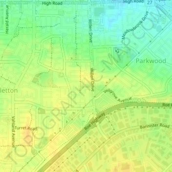 Hawkesbury Park topographic map, elevation, terrain