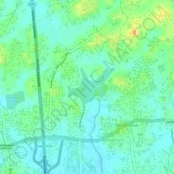Uyanwatta Lake topographic map, elevation, terrain