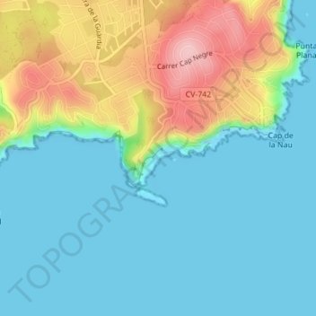 Cala d'Ambolo topographic map, elevation, terrain