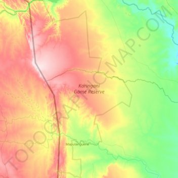 Karingani Game Reserve topographic map, elevation, terrain