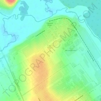Surgut topographic map, elevation, terrain
