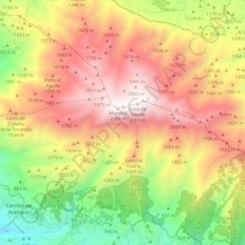 Sierra de Tejeda topographic map, elevation, terrain