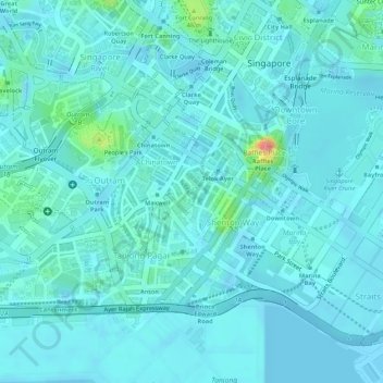 Ann Siang Hill Park topographic map, elevation, terrain